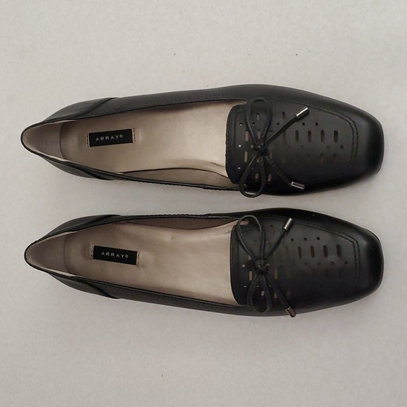 Array | Shoes | Array Black Leather Loafer With String Bows And ...